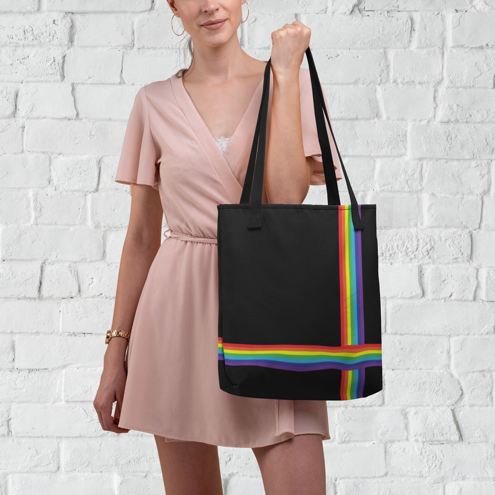 Rainbow Tote Bag, Striped Rainbow Flag Bag, LGBT Pride Tote Bag, Queer ...