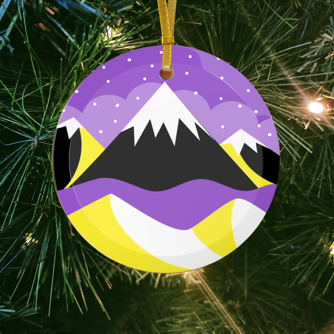 Nonbinary Glass Ornament, Non Binary Christmas Ornament Enby Pride ...