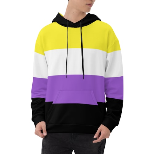 Nonbinary Hoodie Nonbinary Flag Hooded Sweatshirt Nonbinary - Etsy