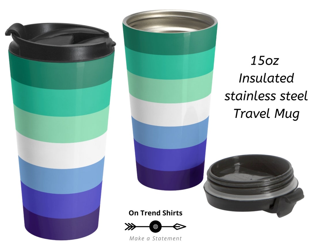 Male Gay Flag Travel Mug, Insulated Stainless Steel MLM Pride Flag ...