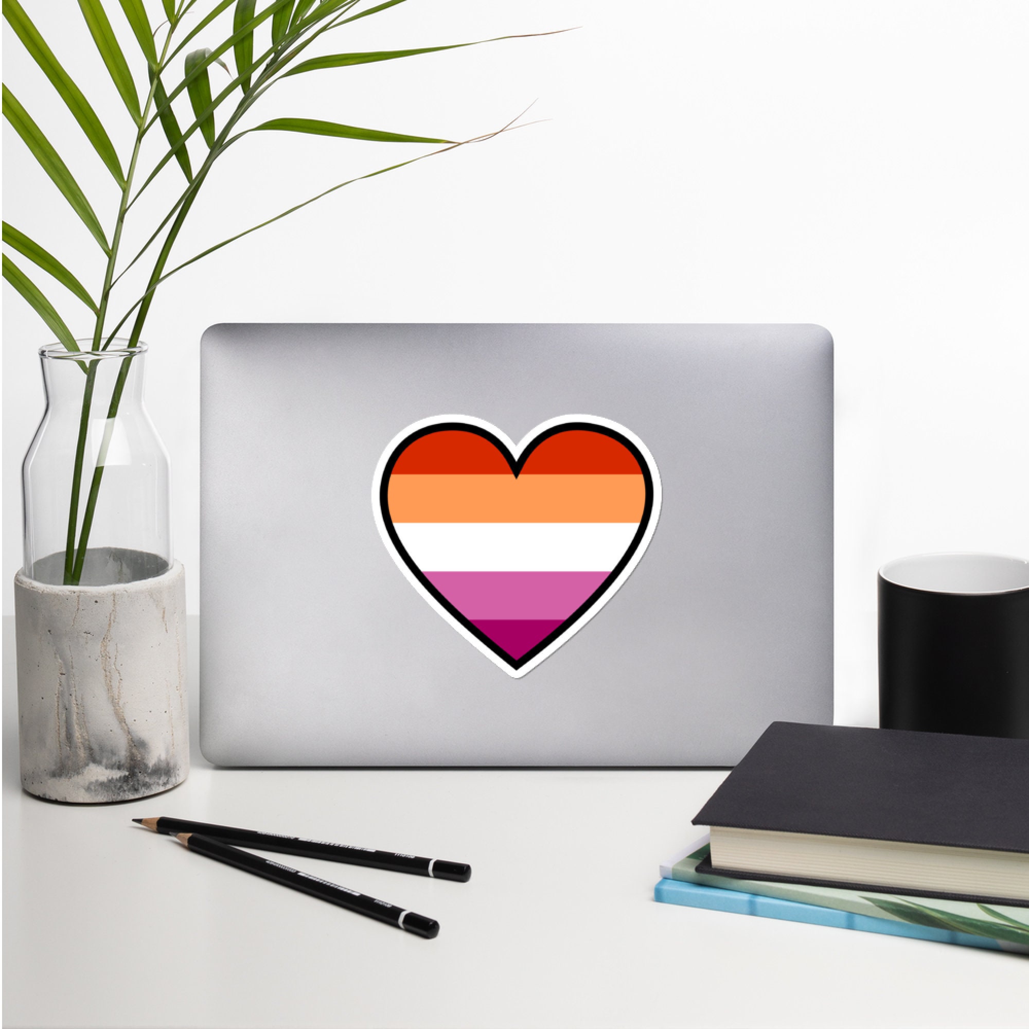 Community Lesbian Sticker, Lesbian Pride Sticker, Orange Lesbian Flag ...