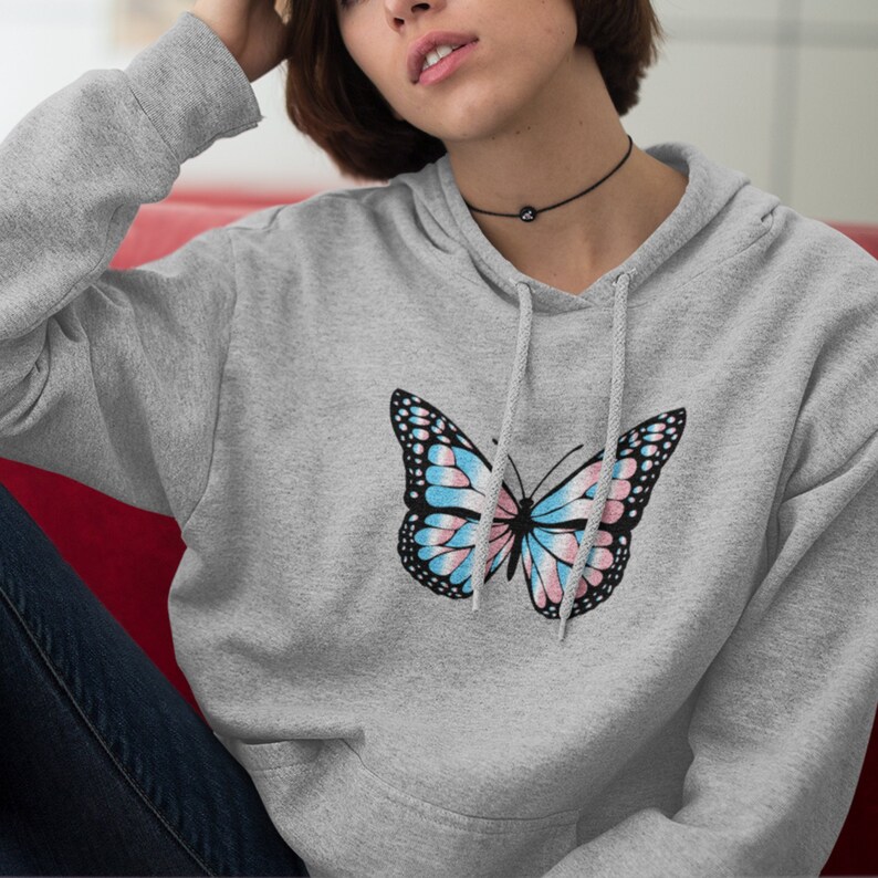 Trans Pride Flag Butterfly Hoodie Transgender Pride Butterfly | Etsy