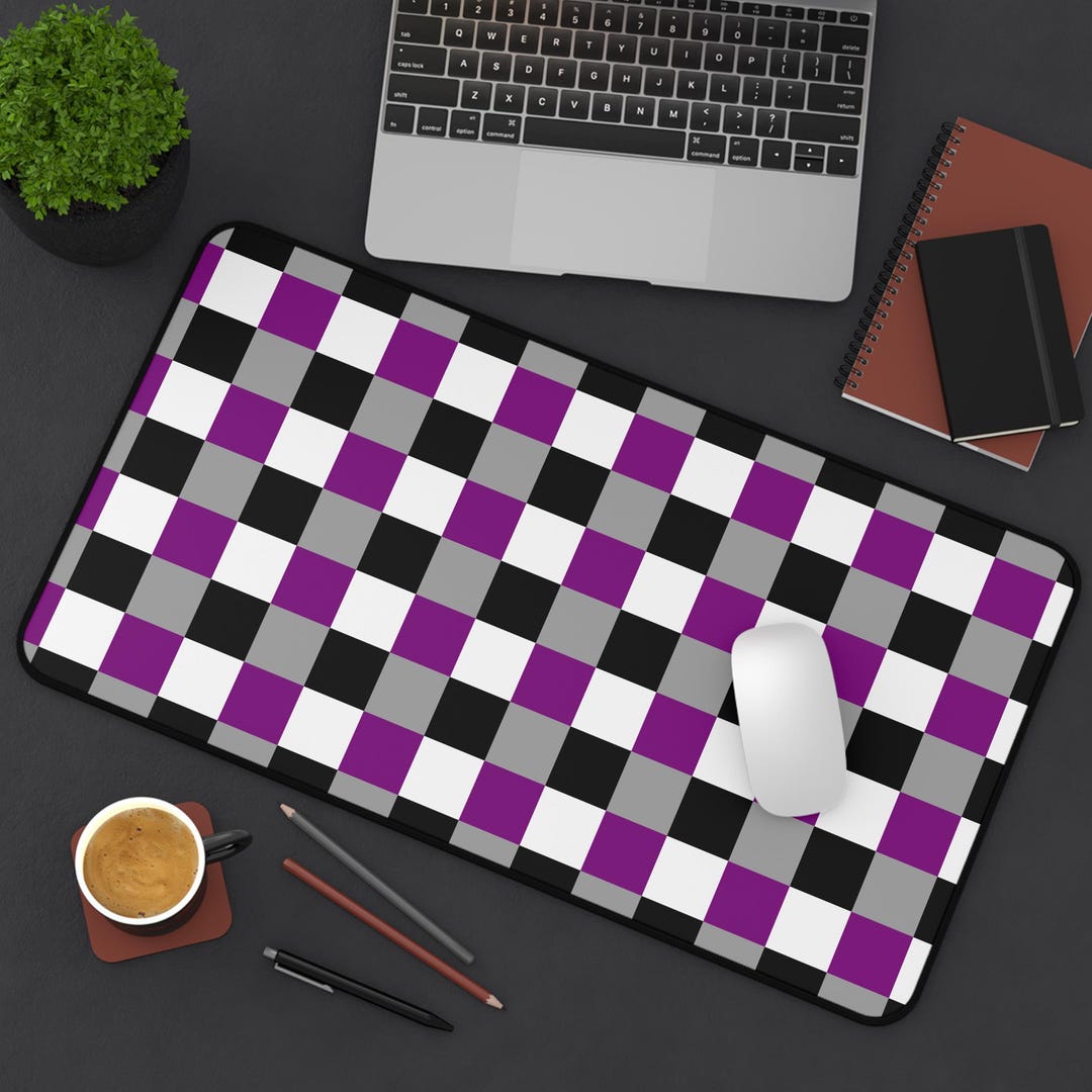3 Sizes - Checkered Asexual Desk Mat, Subtle Asexual Pride Mouse Pad ...