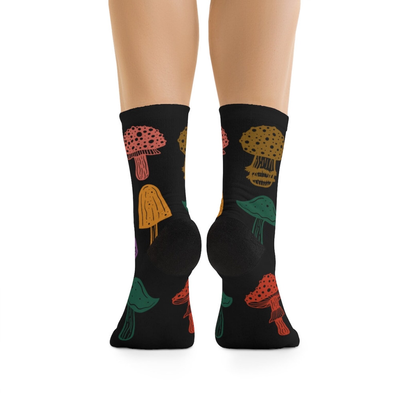 Colorful Mushroom Socks, Mushroom Illustration Socks, Cute Fungi Socks ...