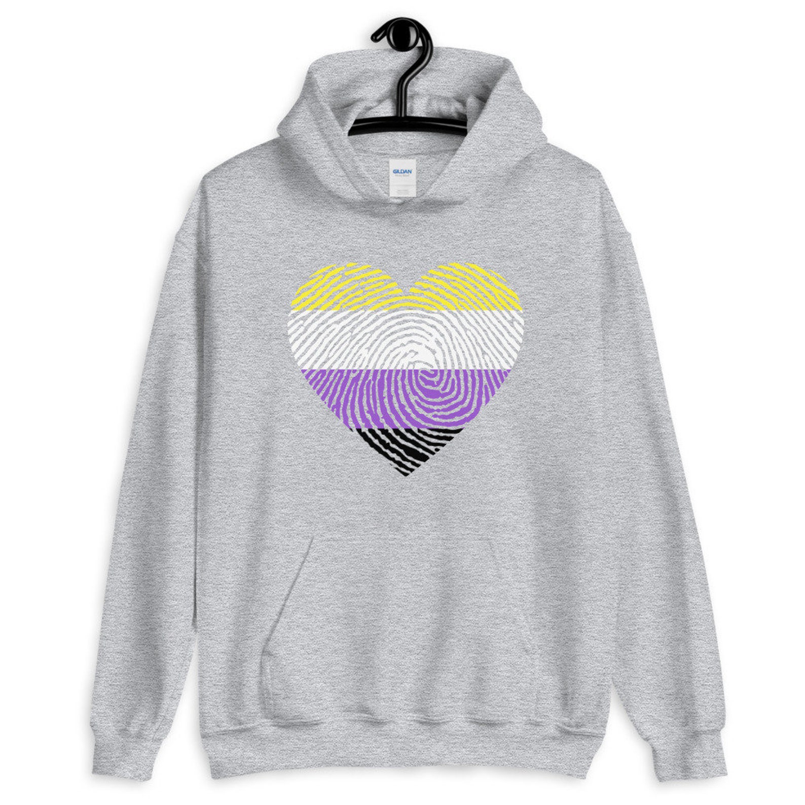 Non Binary Pride Hoodie, Nonbinary Flag Heart Sweatshirt, Nonbinary ...