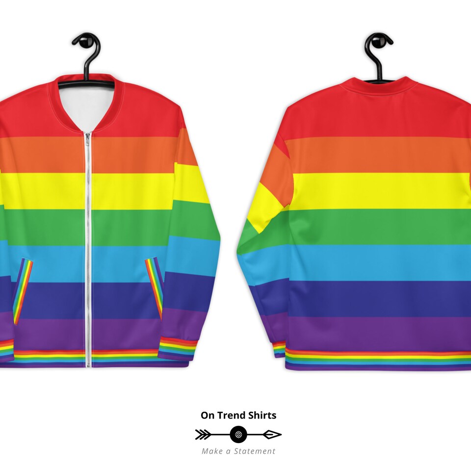 Rainbow Flag Jacket, Gay Pride Jacket, Lightweight Bomber Jacket ...