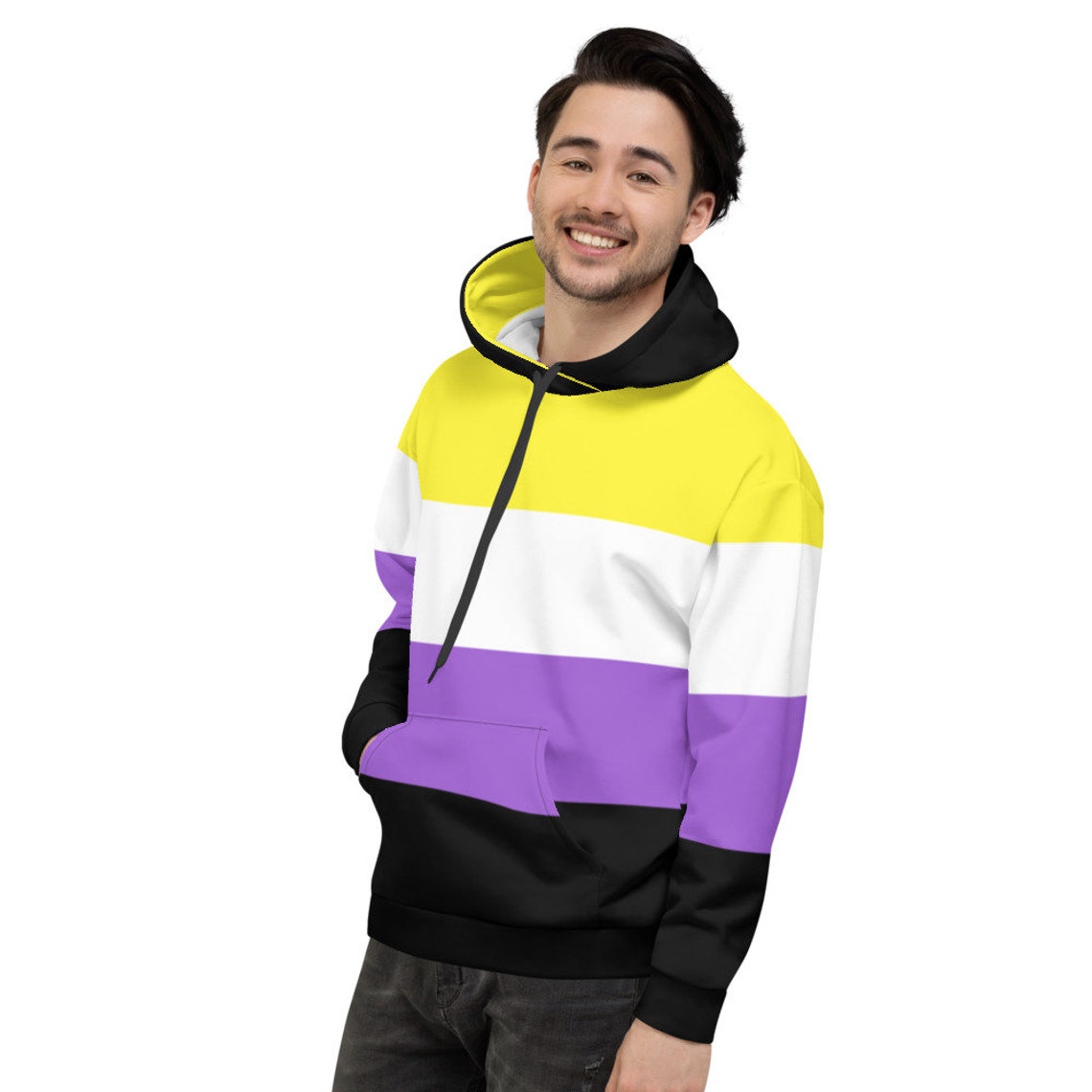 Nonbinary Hoodie Nonbinary Flag Hooded Sweatshirt Nonbinary | Etsy
