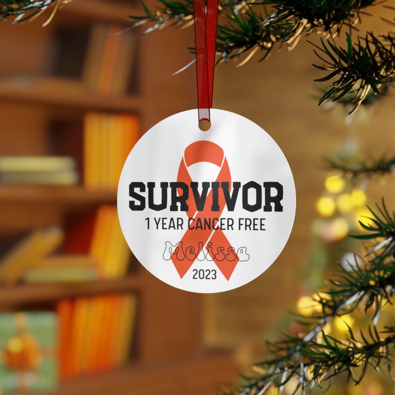Custom Kidney Cancer Survivor Ornament, Customized Orange Cancer Ribbon ...
