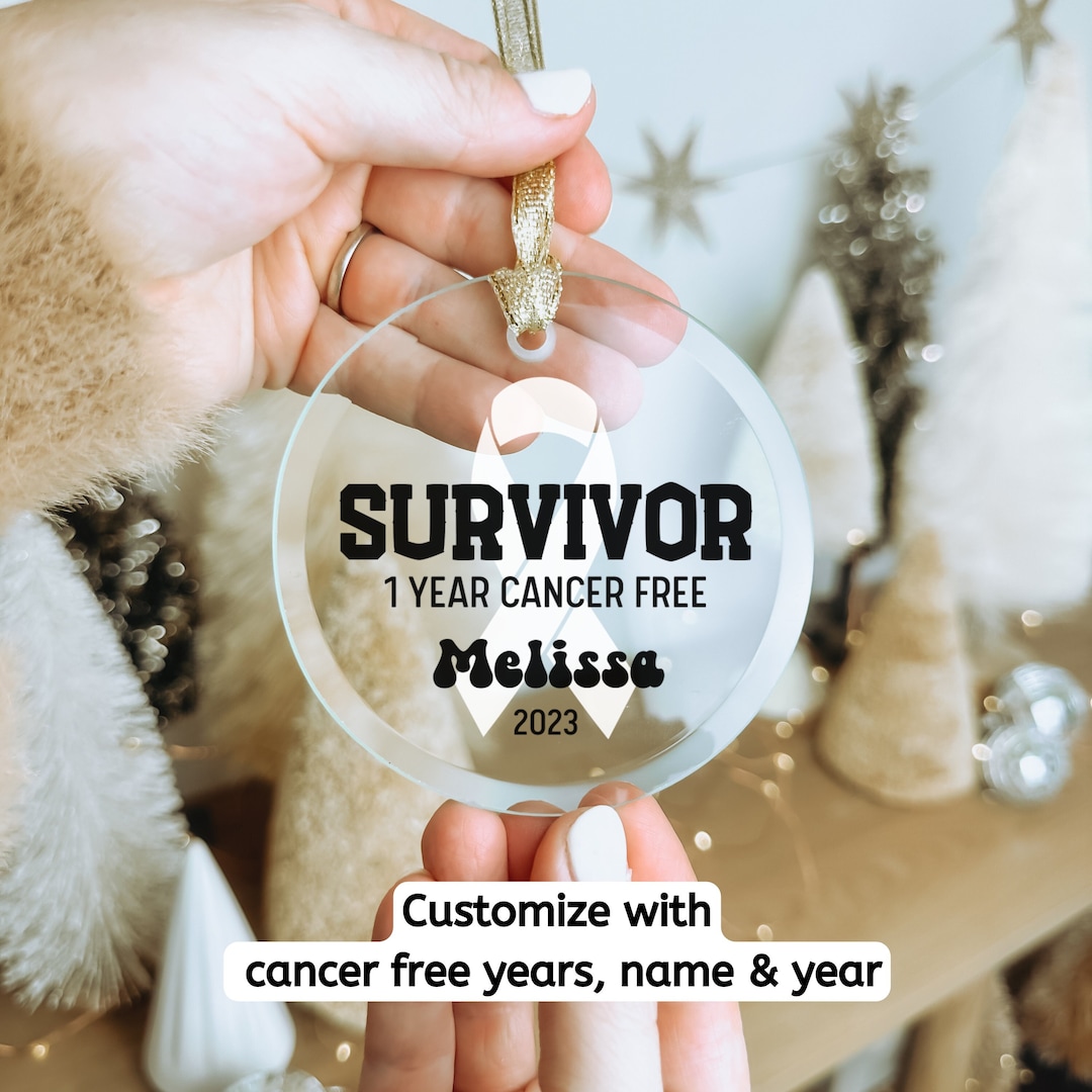 Custom Lung Cancer Survivor Ornament, Customized White Cancer Ribbon ...