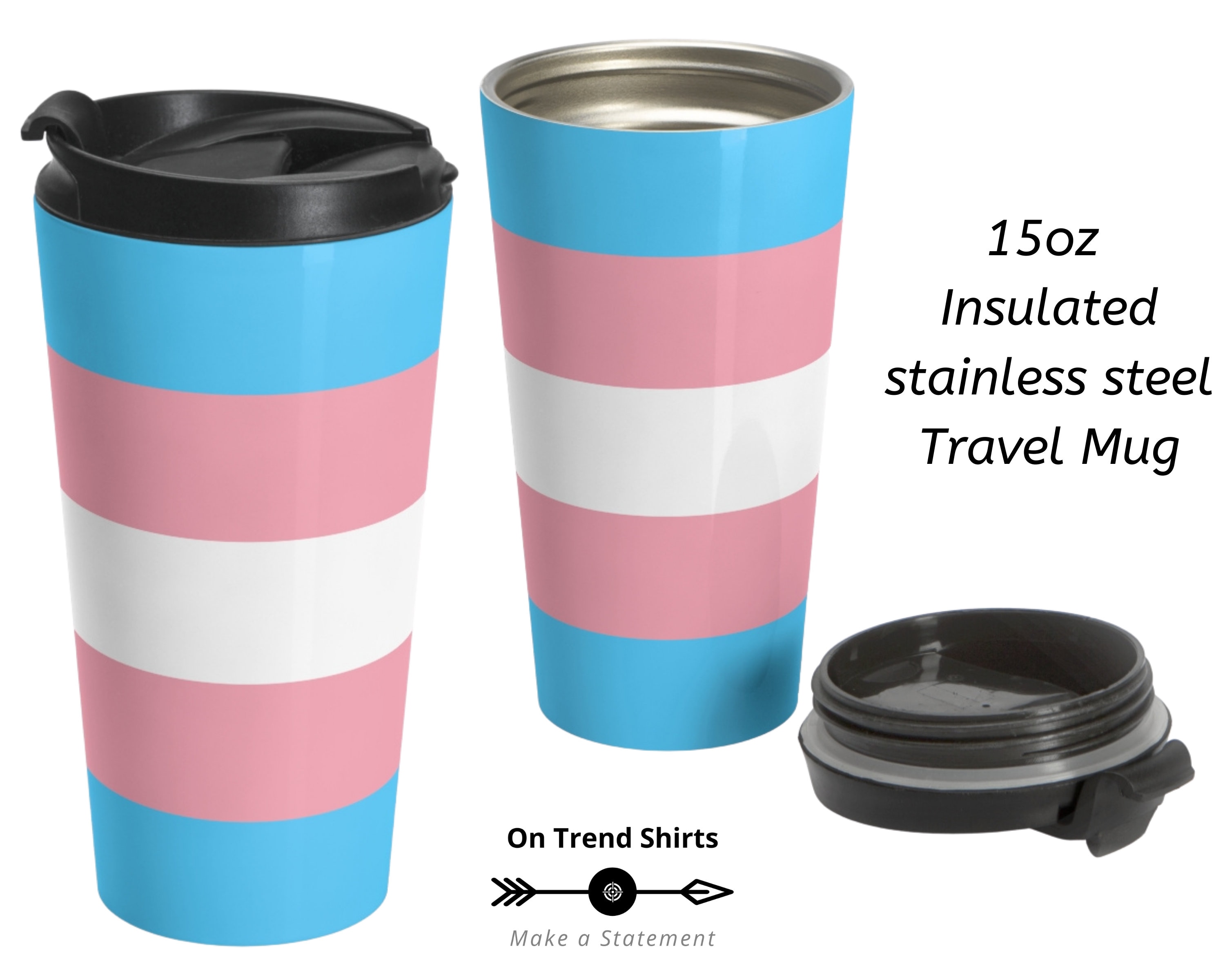 Transgender Flag Travel Mug, Trans Pride Stainless Steel Insulated ...