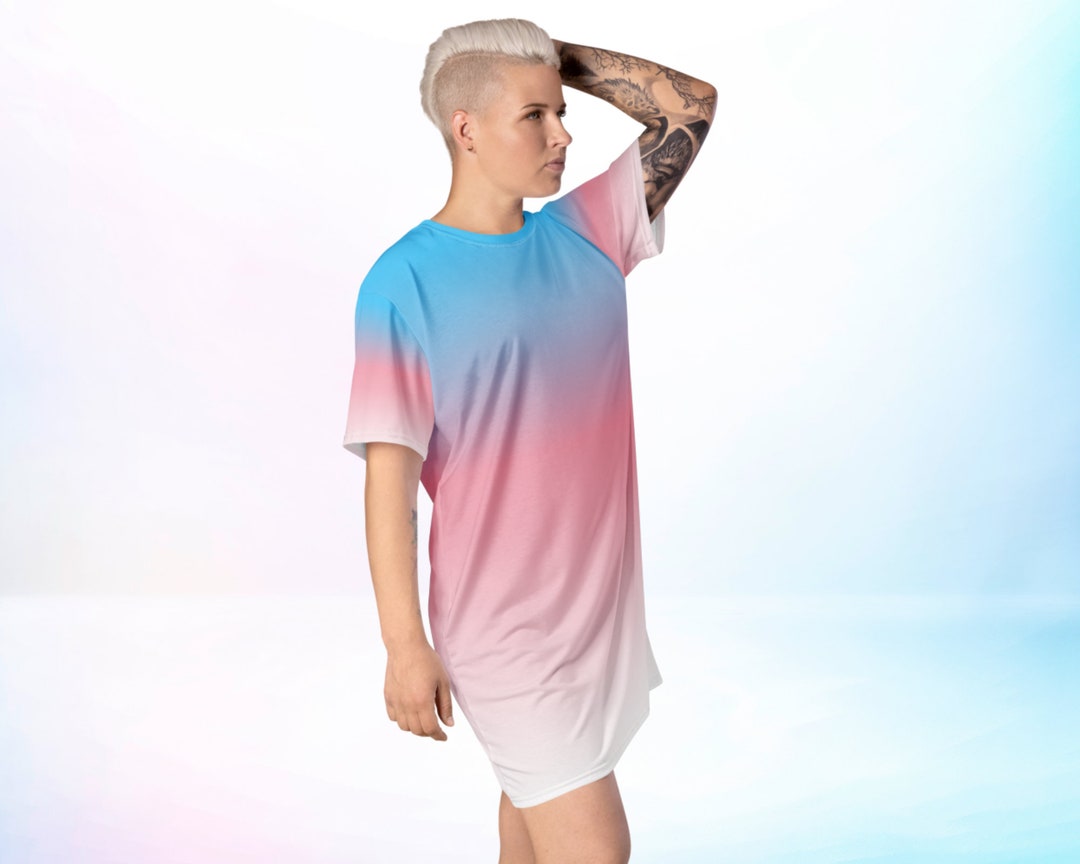 2xs - 6xl Ombré Trans Flag Dress, Oversized Trans Dress, Trans Pride ...