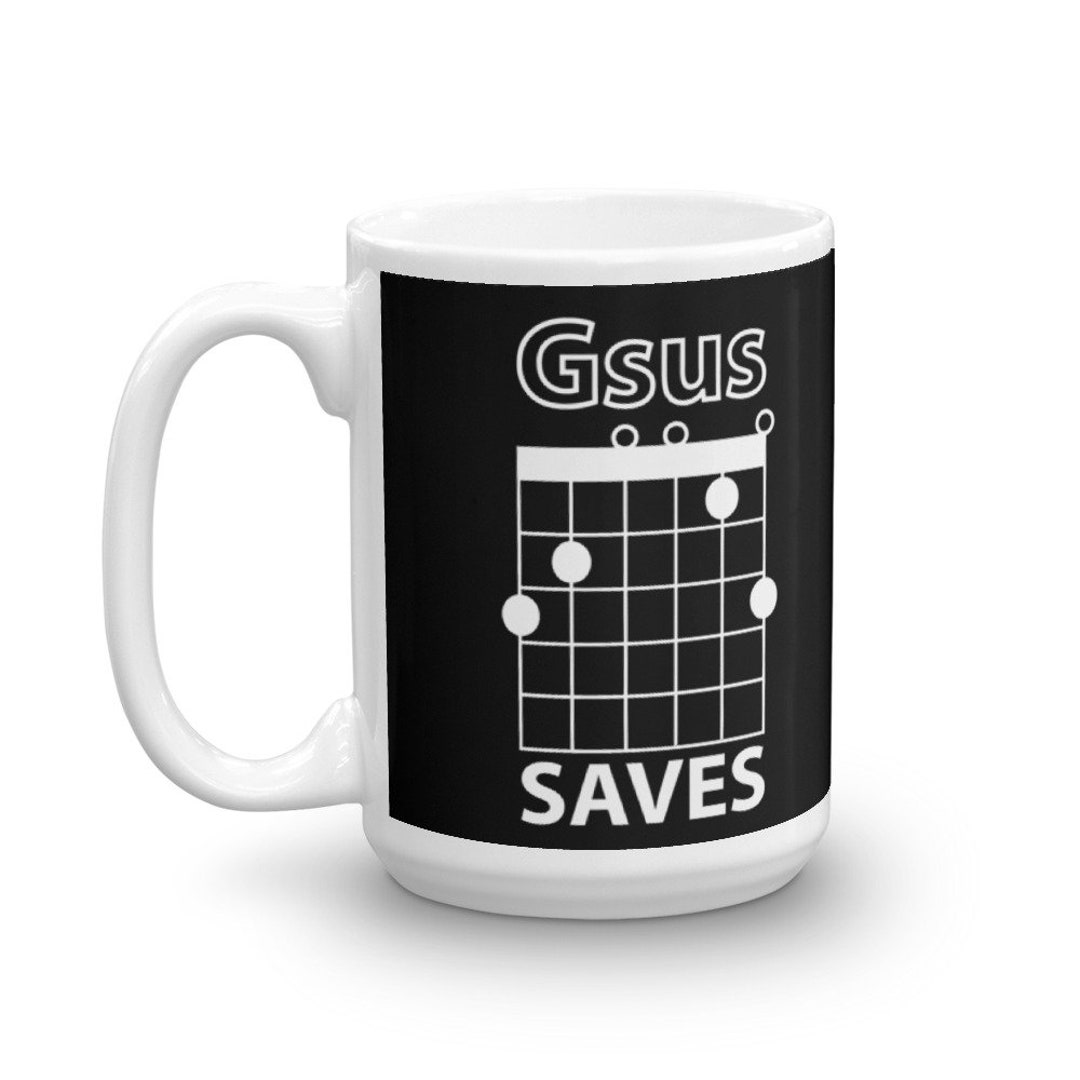 Gsus Saves Guitar Mug, Guitarist Gift, Guitar Coffee Mug, Guitar Player ...