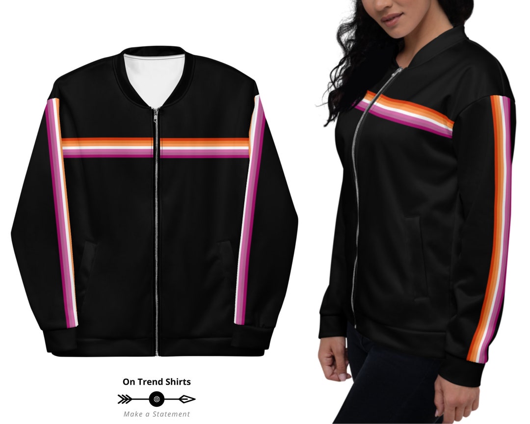 Community Lesbian Flag Jacket, Orange Lesbian Pride Flag Jacket ...