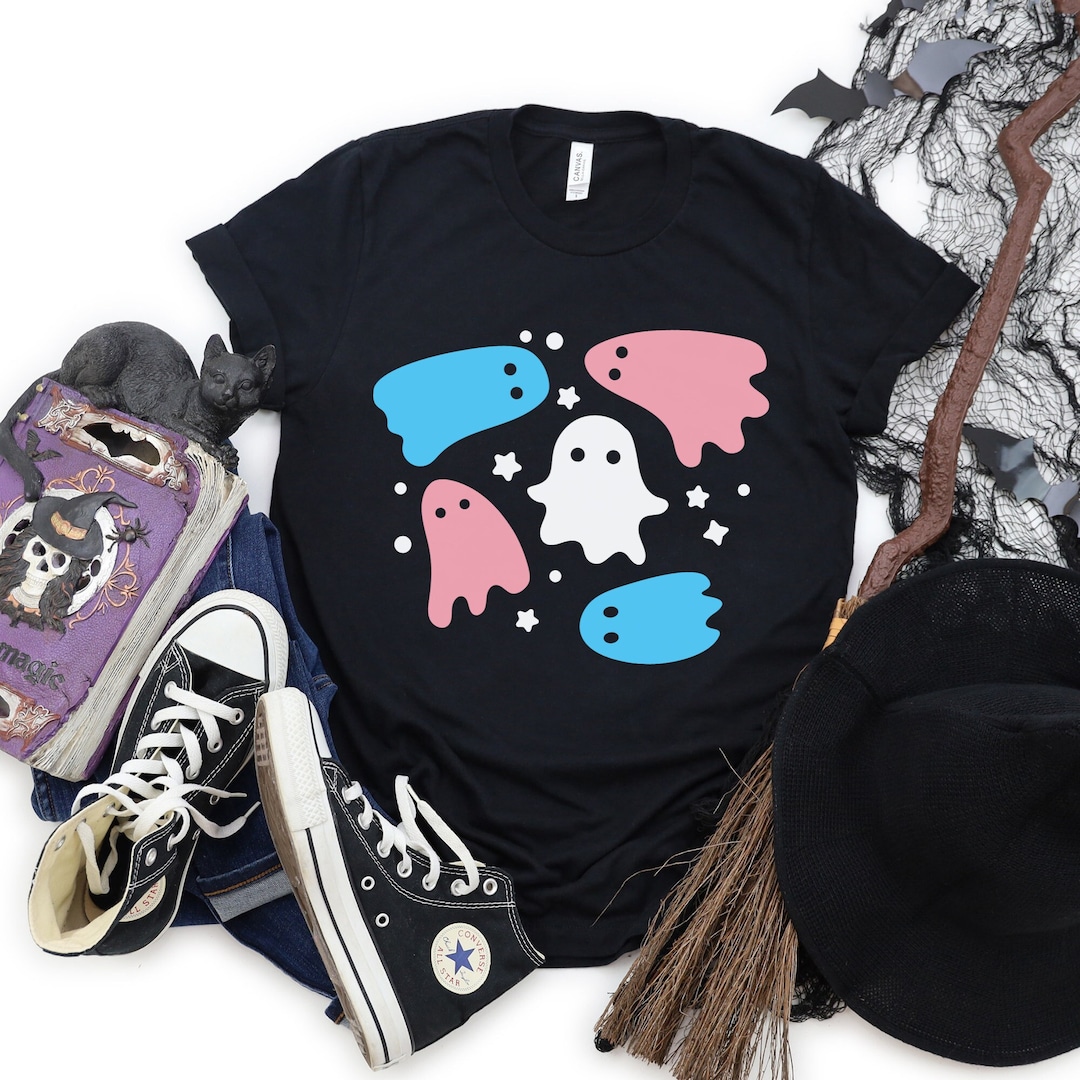 Subtle Transgender Ghost Shirt, Trans Halloween Shirt, Trans Flag ...