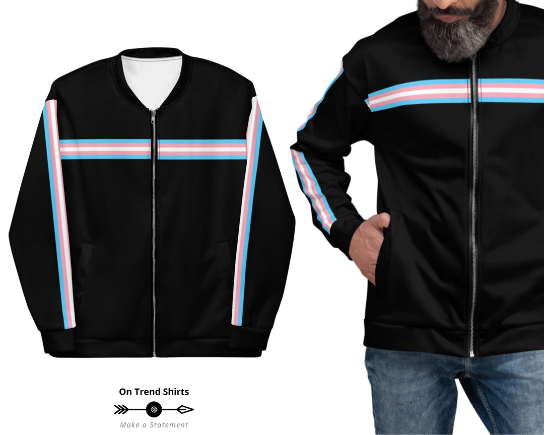 Black Transgender Jacket, Trendy Retro Style Trans Pride Jacket ...