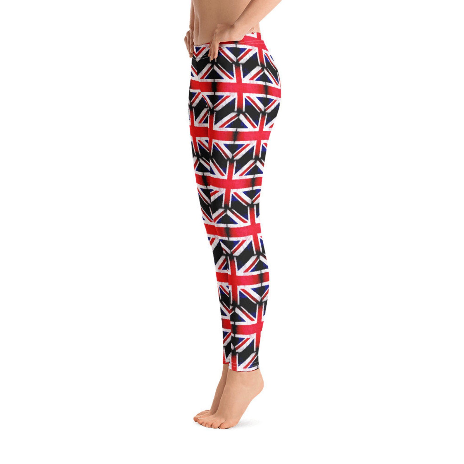 Union Jack Flag Leggings, Distressed British Flag Pants, UK Flag Tights ...