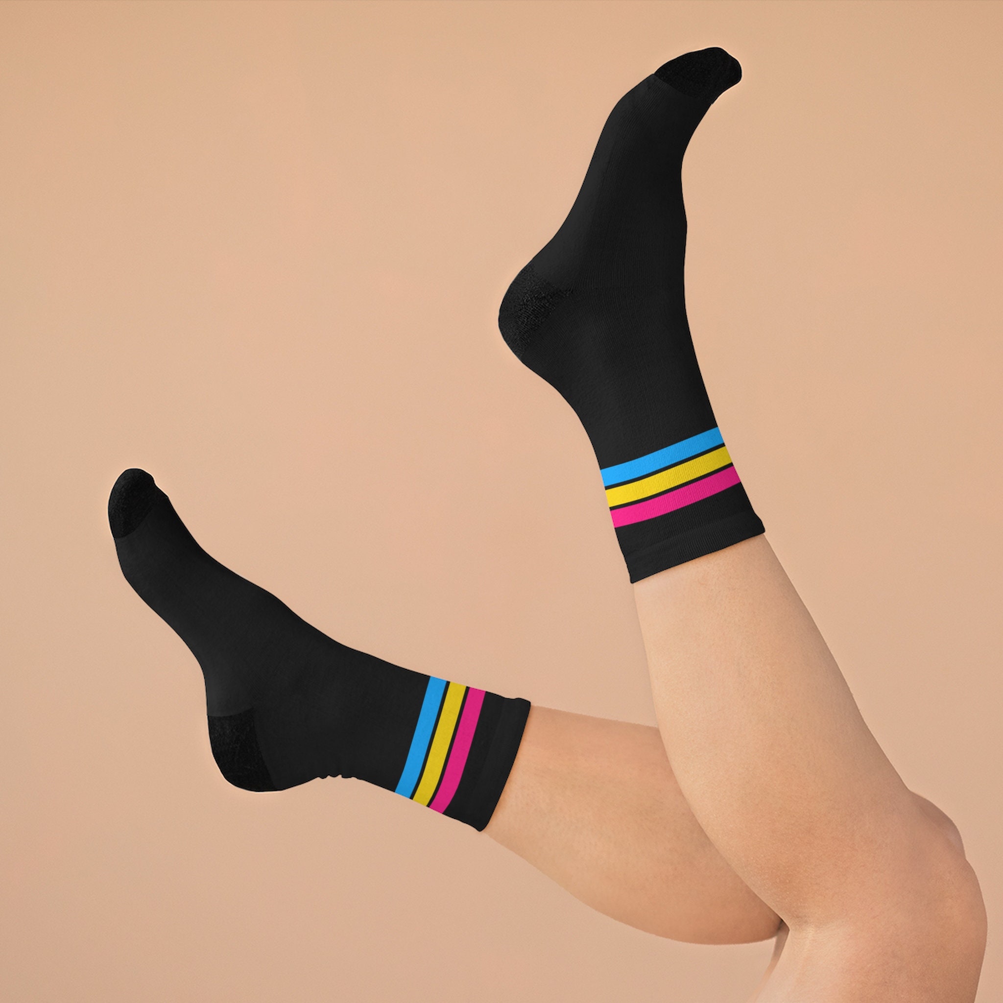 Pansexual Pride Socks Striped Pan Pride Flag Socks Lgbtq Etsy