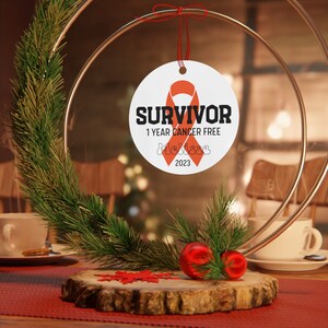 Custom Kidney Cancer Survivor Ornament, Customized Orange Cancer Ribbon ...