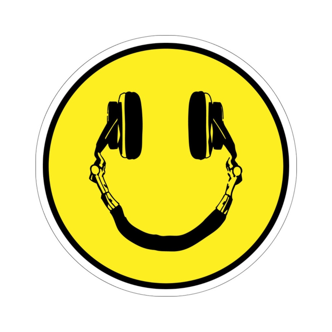 Smiling Headphones Sticker Music Vinyl Sticker Headphone - Etsy