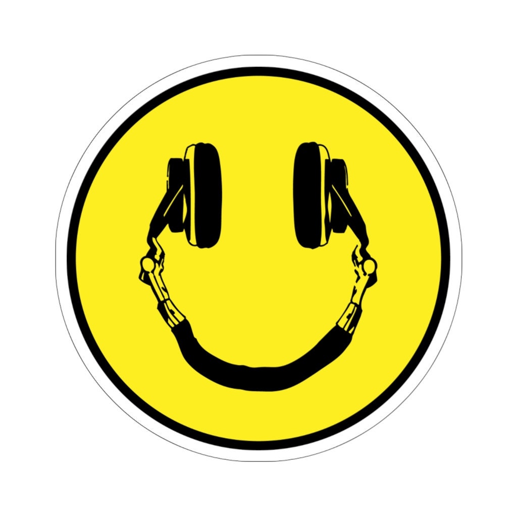 Smiling Headphones Sticker Music Vinyl Sticker Headphone | Etsy