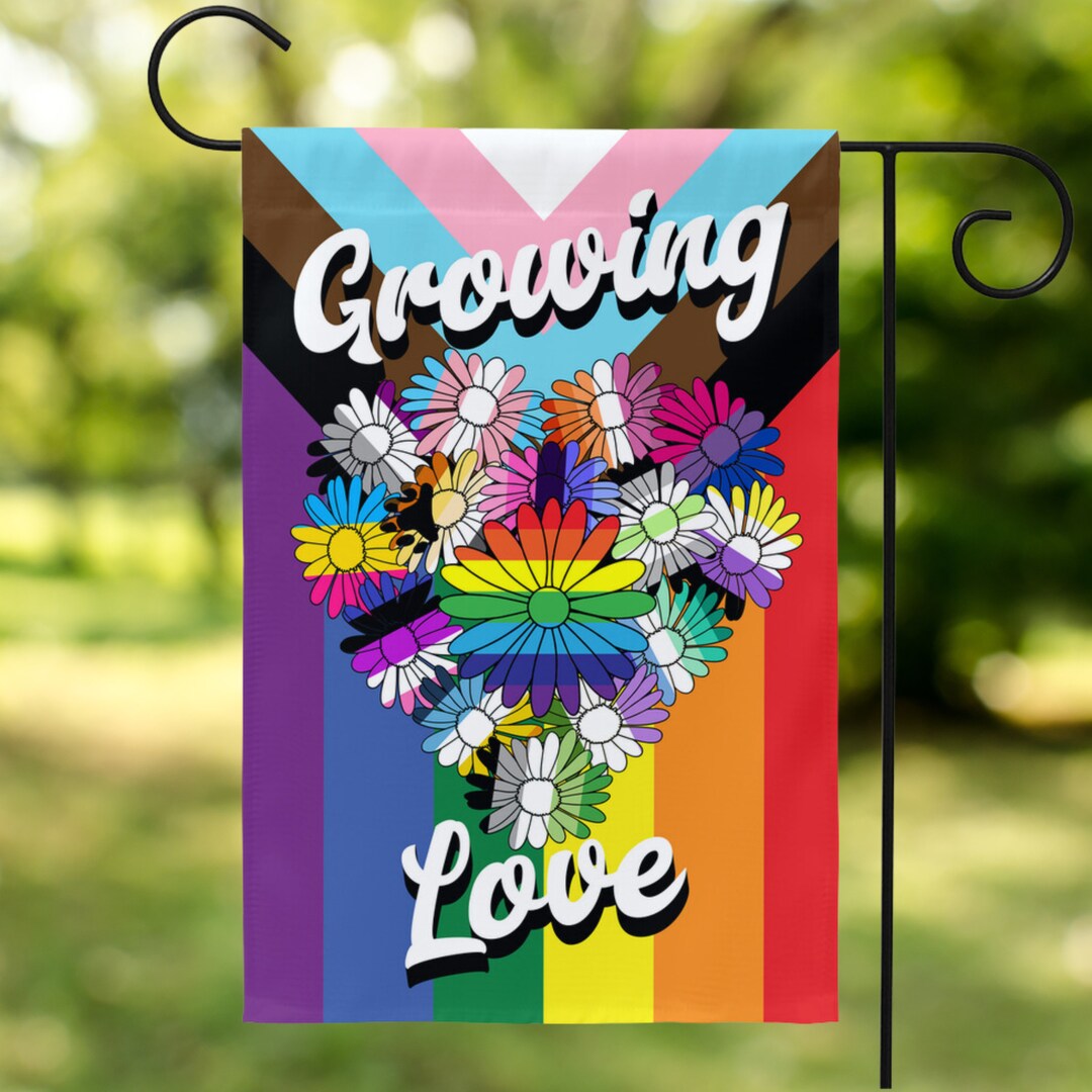 12x18 Progress Flag Floral Pride Garden Flag, LGBTQIA Yard Flag ...