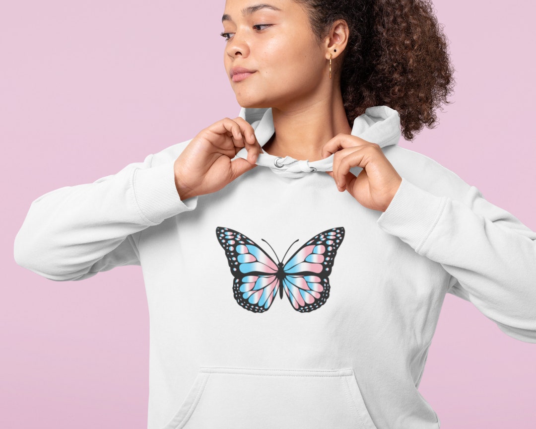 Trans Pride Flag Butterfly Hoodie, Transgender Pride Butterfly ...