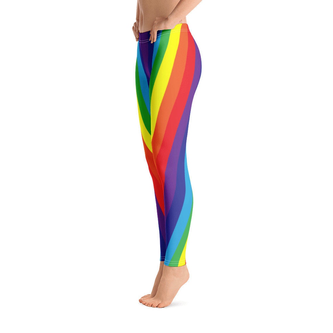 Twisted Rainbow Stripe Leggings Festival Leggings Gay Pride Etsy