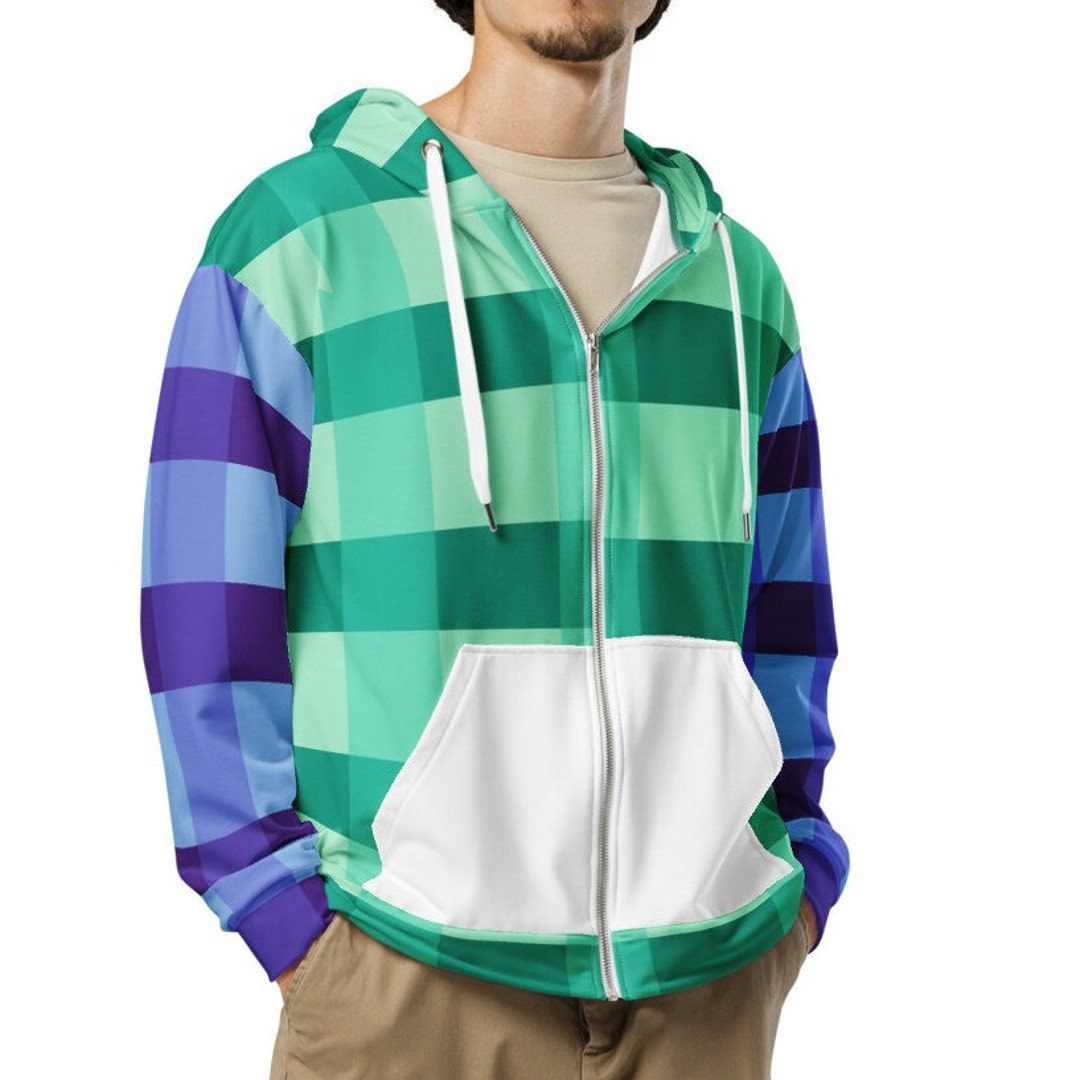 Subtle MLM Pride Flag Plaid Color Block Full Zip up Hoodie, Gay Male ...