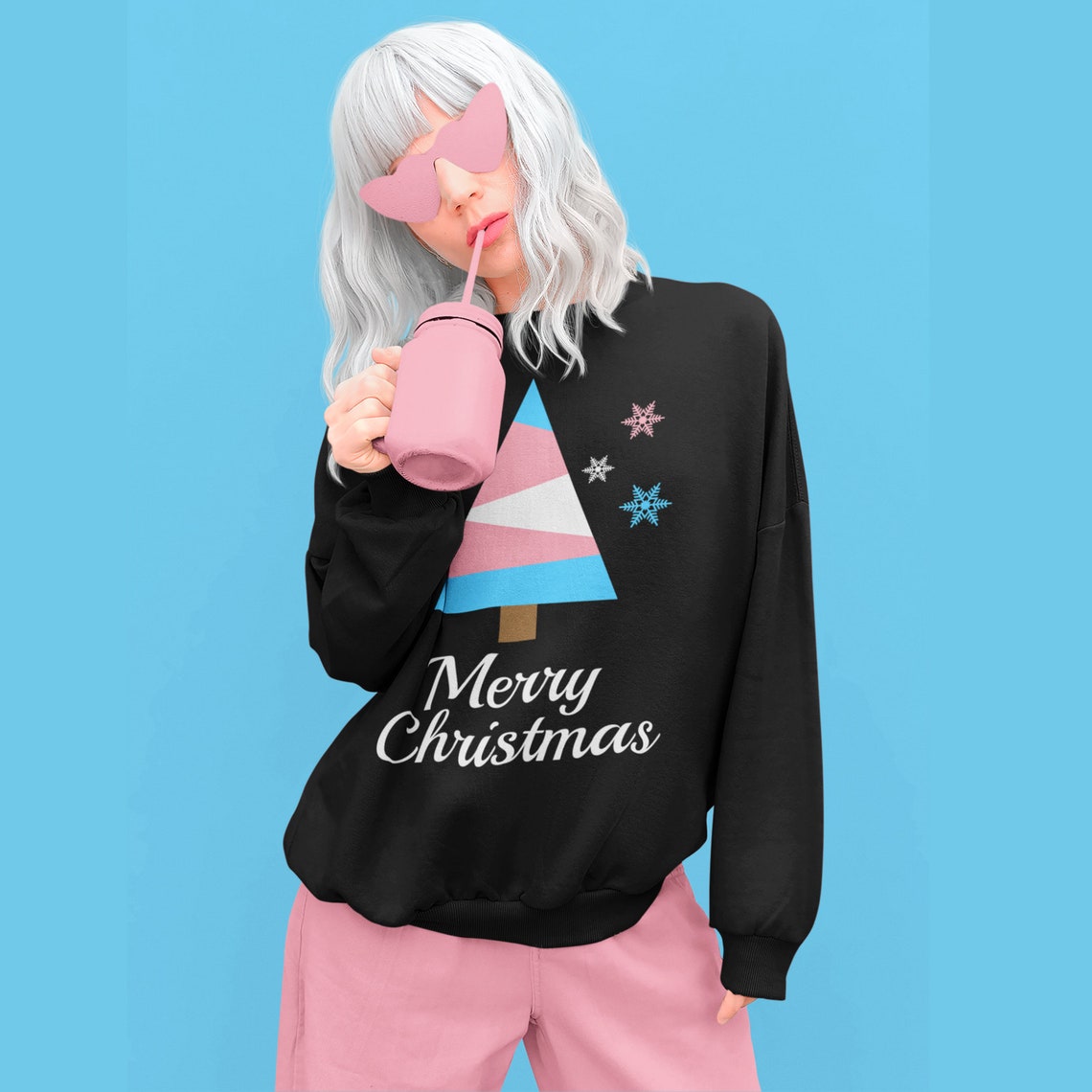 Transgender Christmas Jumper, Trans Pride Christmas Sweater, Trans Flag ...