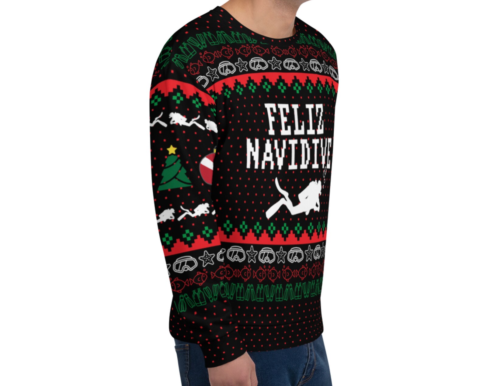 Feliz Navidive Scuba Diver Christmas Sweater, Scuba Diving Christmas ...