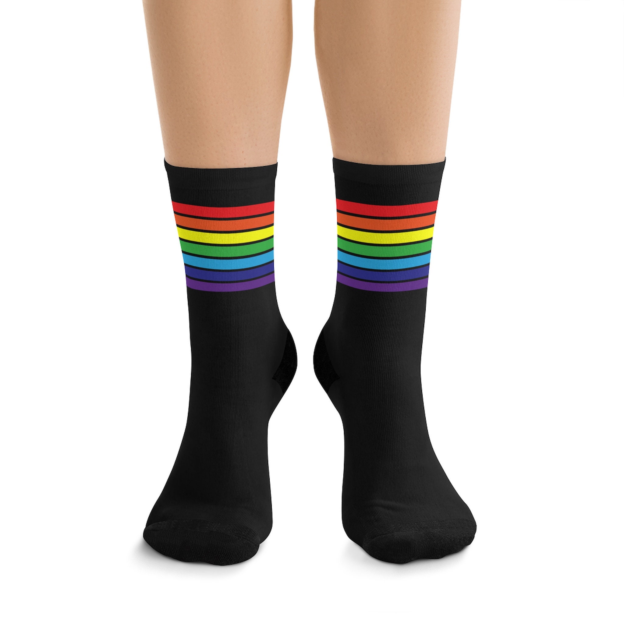 Rainbow Socks, Striped Rainbow Pride Socks, LGBT Accessories, LGBT ...