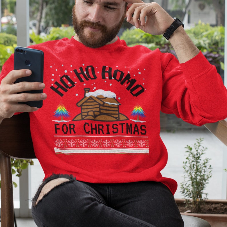 Ho Ho Homo funny Christmas Jumper Gay ugly Christmas Sweater | Etsy