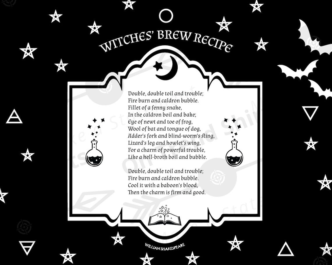 Double Double Toil and Trouble Macbeth Witches Chant Poem - Etsy