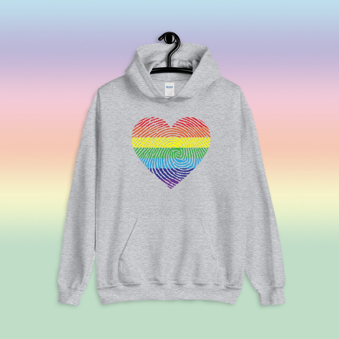 Rainbow Pride Hoodie, Gay Pride Hooded Sweatshirt, Rainbow Heart, Pride ...