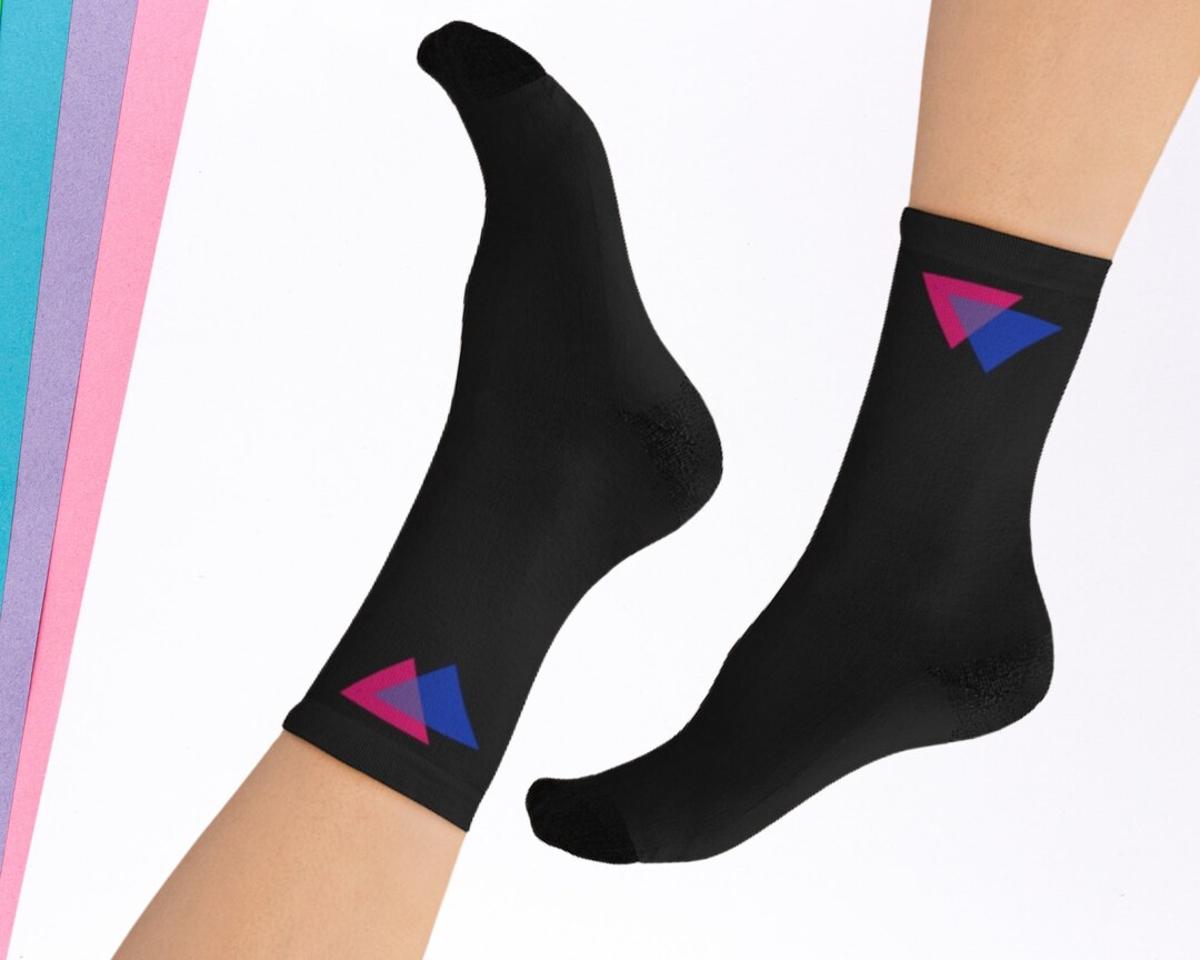 Black Bisexual Bi-angle Socks, One Size, Bisexual Socks, Bi Pride Flag ...
