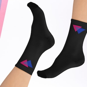 Black Bisexual Bi-angle Socks, One Size, Bisexual Socks, Bi Pride Flag ...