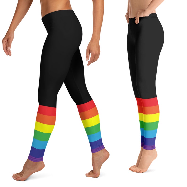 Rainbow Flag Matching Gym Set, Workout Leggings & Sports Bra Top, Gay ...