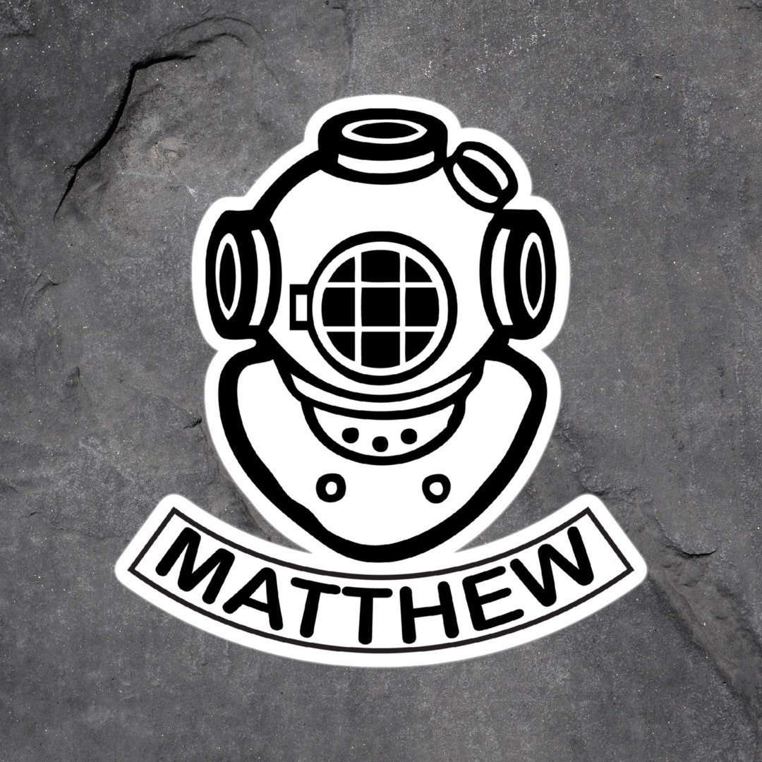 Deep Sea Diver Personalized Sticker, Custom Name Scuba Diver Sticker ...