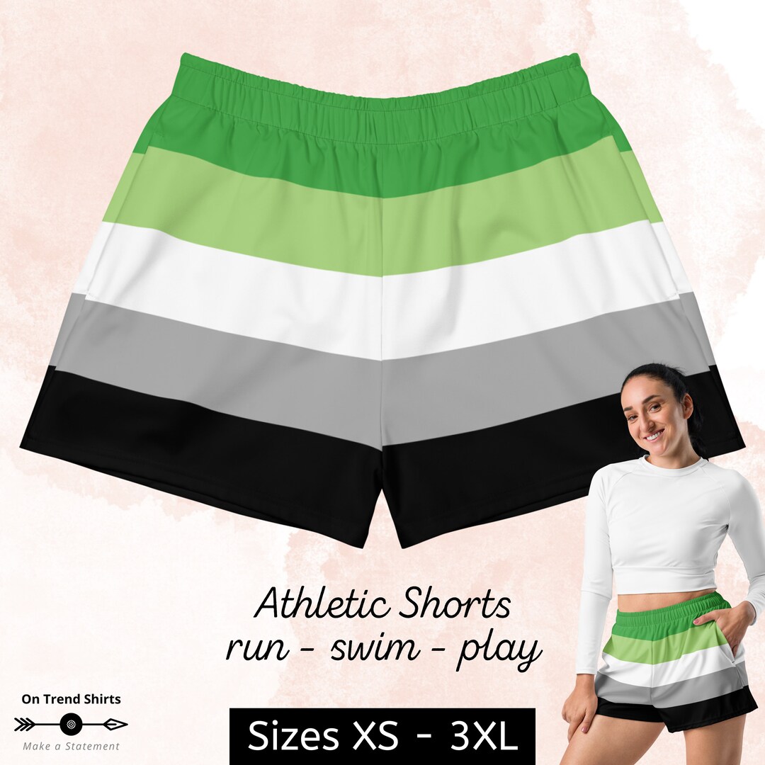 Athletic Aromantic Flag Shorts, Aro Pride Festival Shorts, Aromantic ...