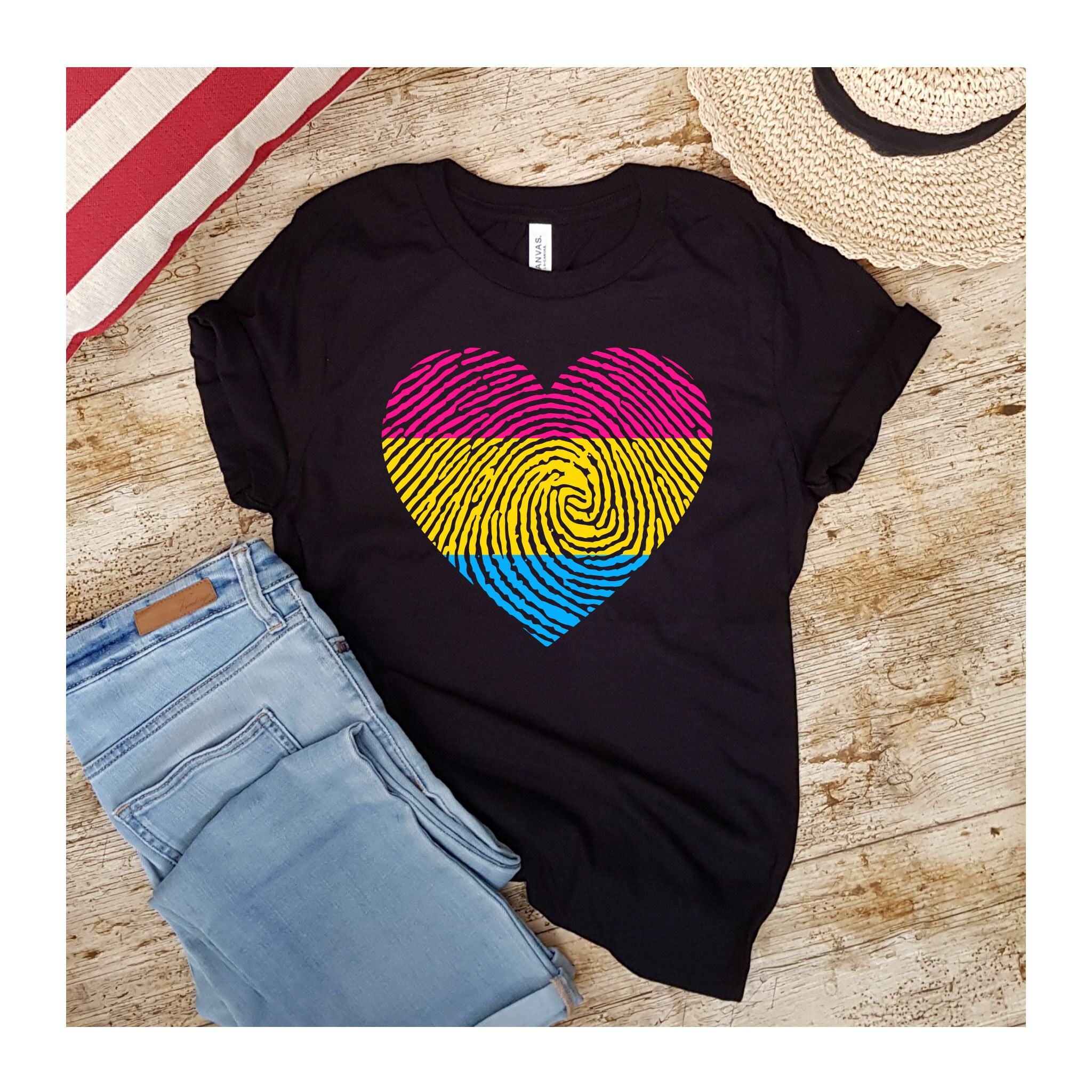 Pan Pride Shirt Pansexual Flag Shirt Pansexual Heart Tee | Etsy