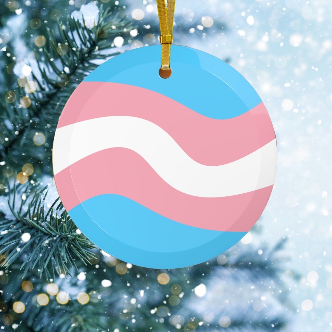Transgender Glass Ornament, Transgender Pride Christmas Ornament, Trans ...