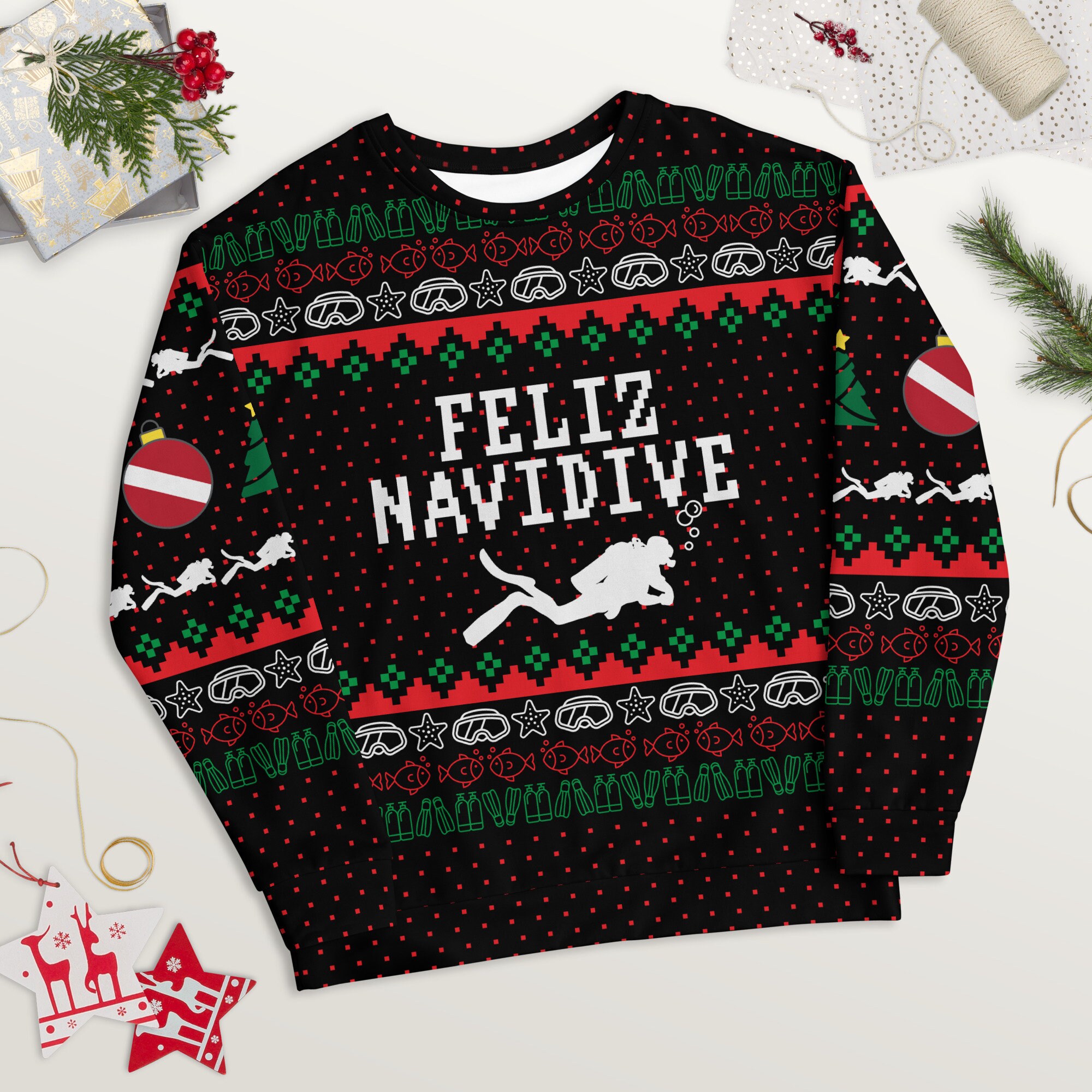 Feliz Navidive Scuba Diver Christmas Sweater, Scuba Diving Christmas ...