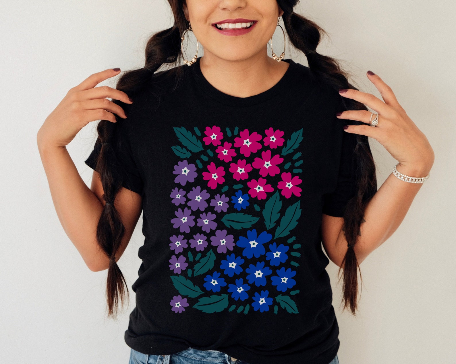 Subtle Bi Pride Shirt, Bisexual Flower Shirt, Floral Bisexual Pride ...