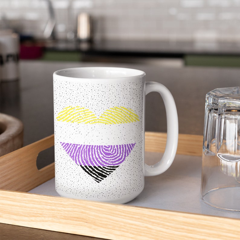 Large Non Binary Heart Mug Enby Pride Mug Nonbinary Mug Non - Etsy