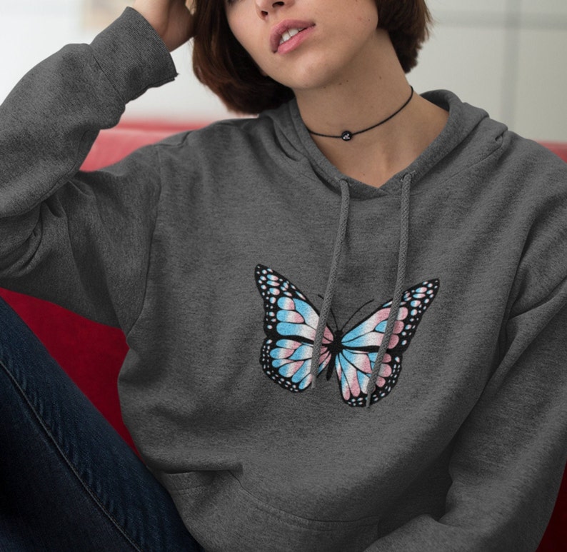 Trans Pride Flag Butterfly Hoodie Transgender Pride Butterfly | Etsy