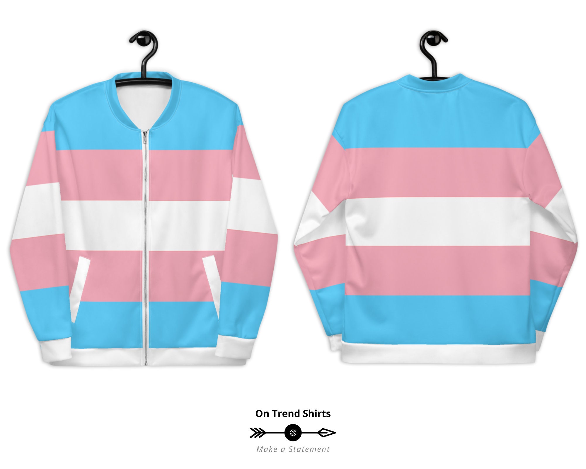 Transgender Flag Bomber Jacket Trans Pride Zip Up Jacket | Etsy