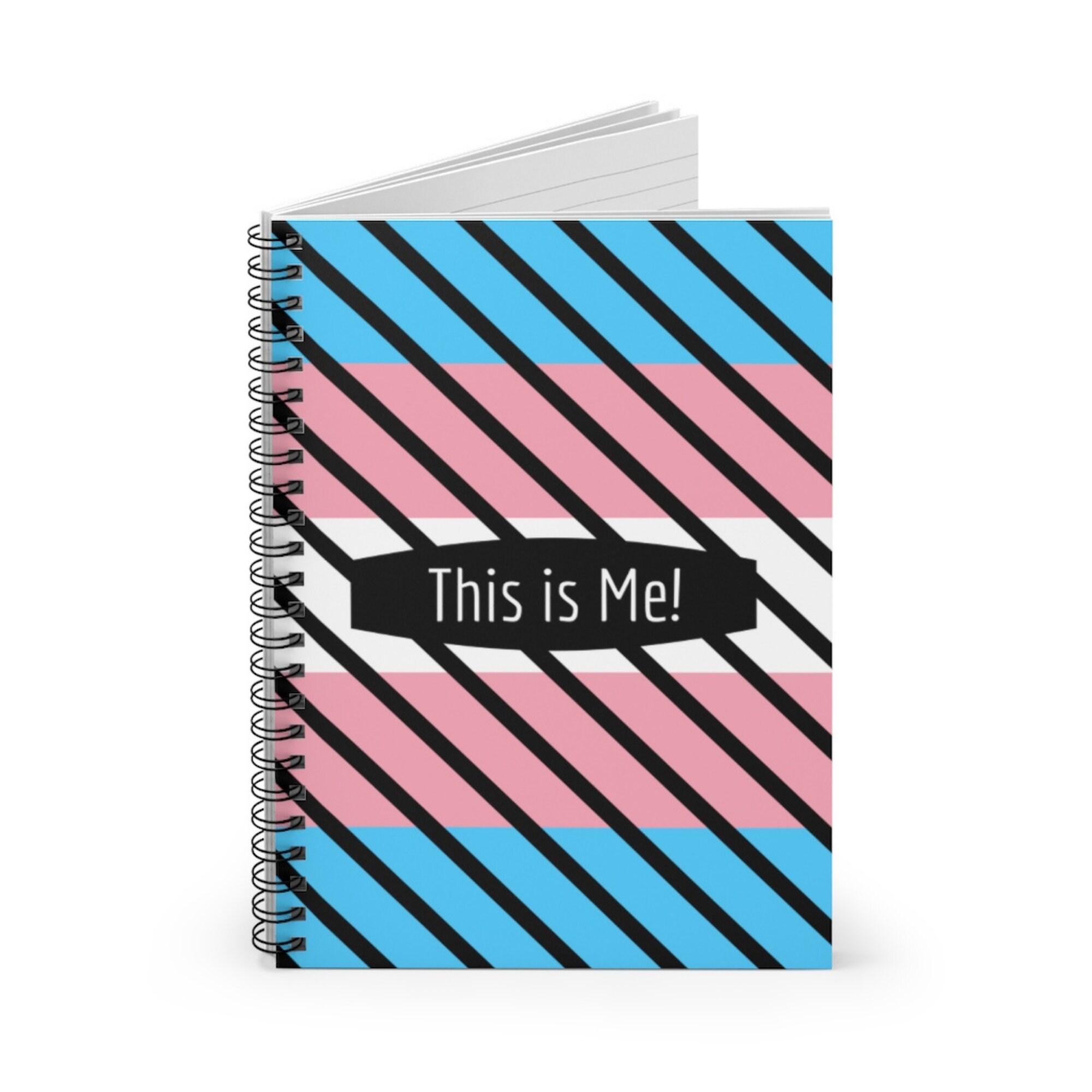 Personalized Trans Flag Lined Spiral Notebook, Trans Pride Diary, LGBT ...
