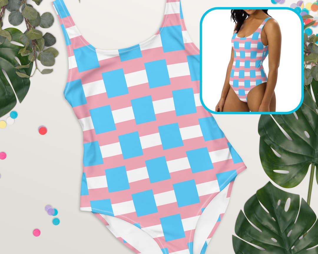 Transgender Swimsuit, One Piece, Subtle Trans Pride Bathing Suit ...
