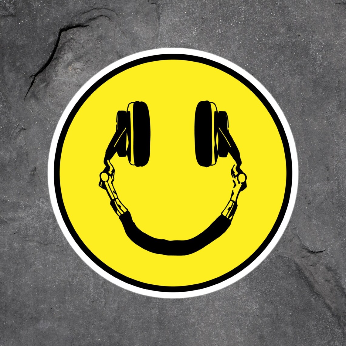 Smiling Headphones Sticker Music Vinyl Sticker Headphone | Etsy