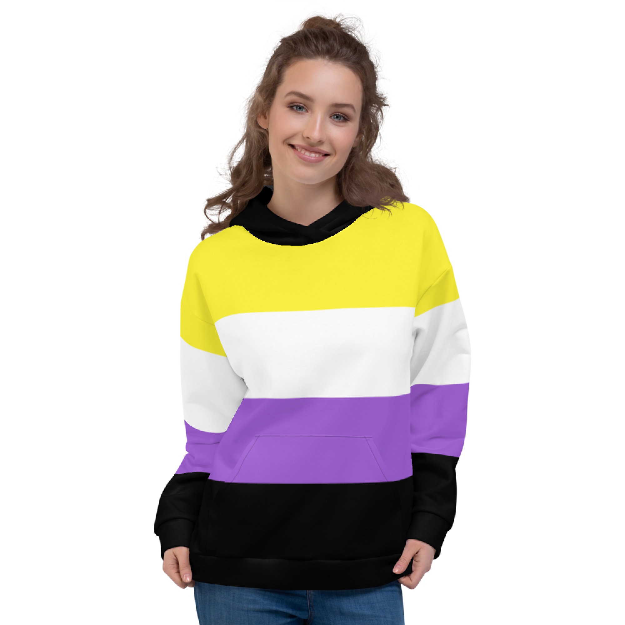 Nonbinary Hoodie Nonbinary Flag Hooded Sweatshirt Nonbinary | Etsy